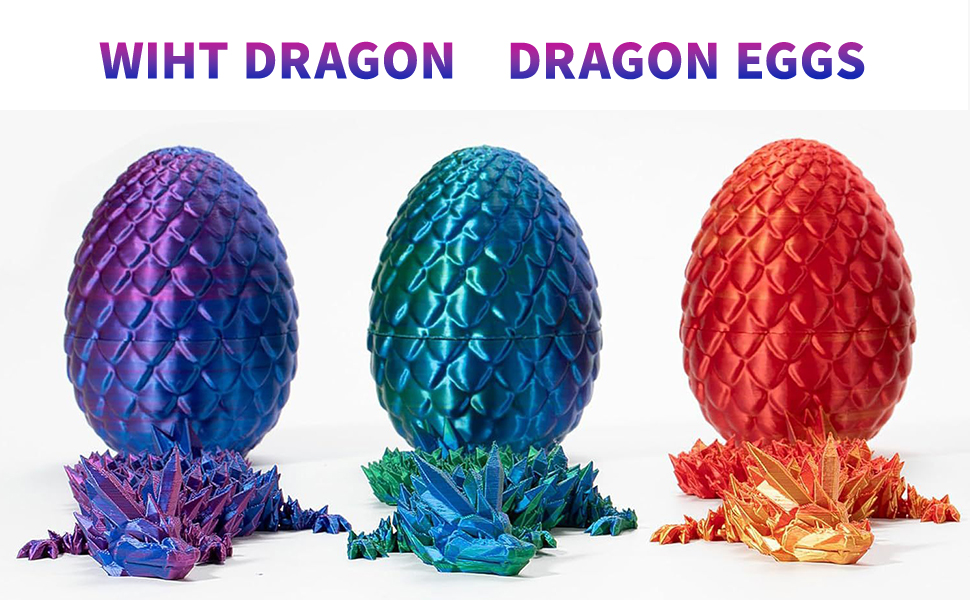 3D Printed Easter Egg Articulated Dragon Crystal Dragon With Fidget Toy ...