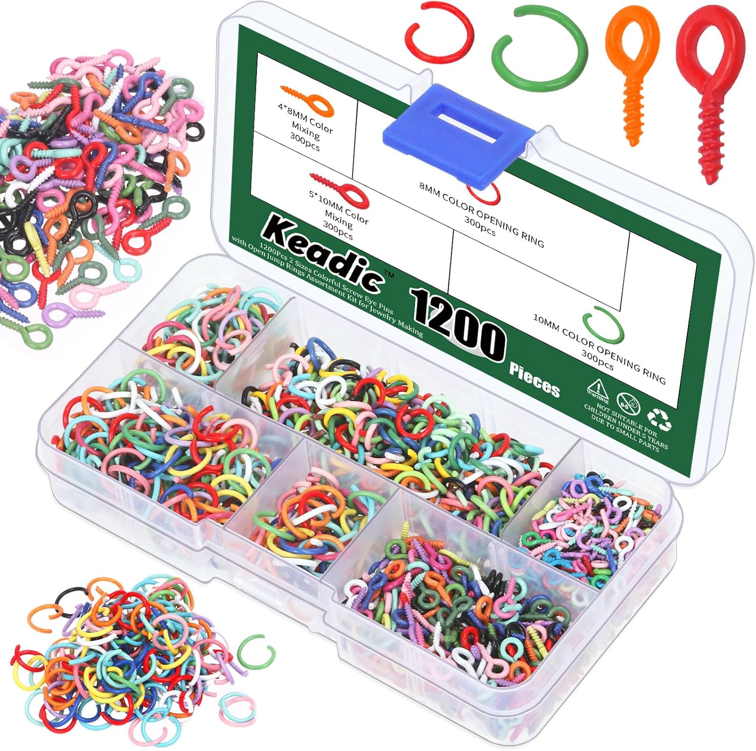 Amazon.com: Keadic 1200Pcs 2 Sizes Mini Metal Screw Eye Pins and Open ...