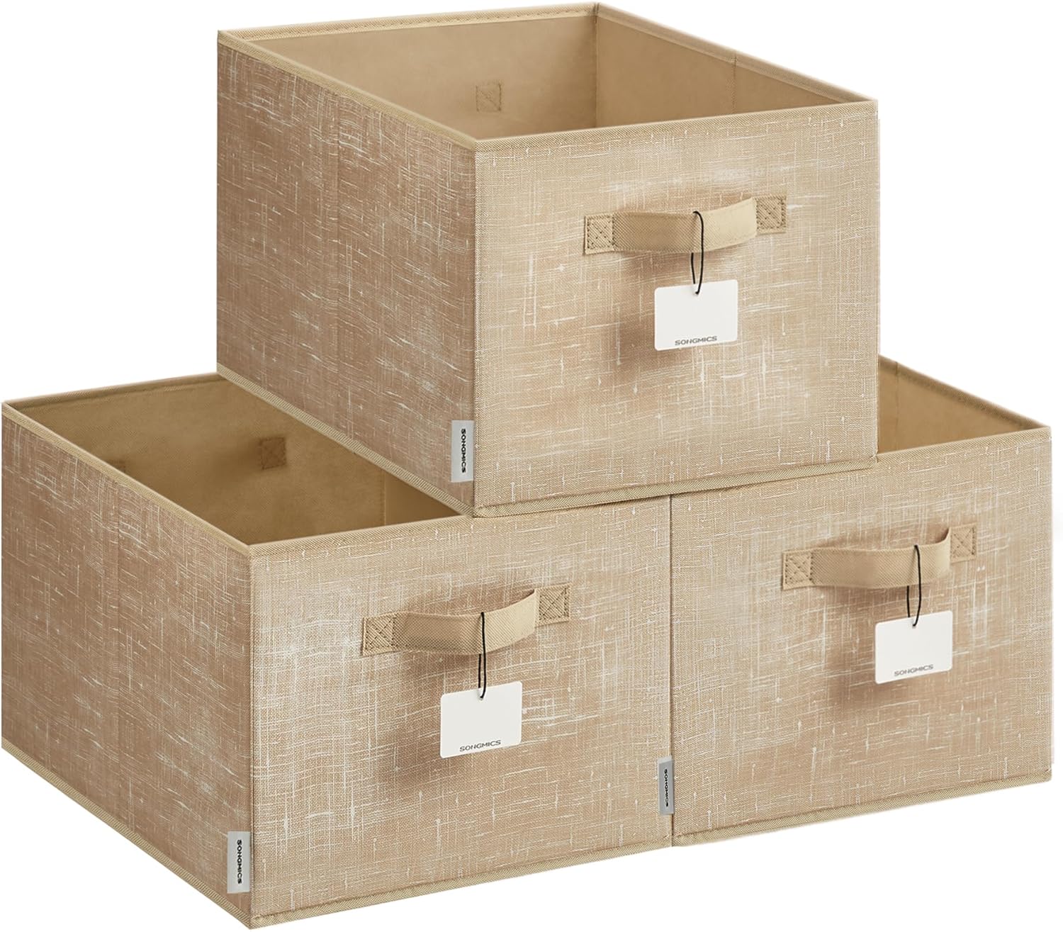 SONGMICS Collapsible Storage Boxes, Set of 3 Fabric Storage Baskets, 40 ...