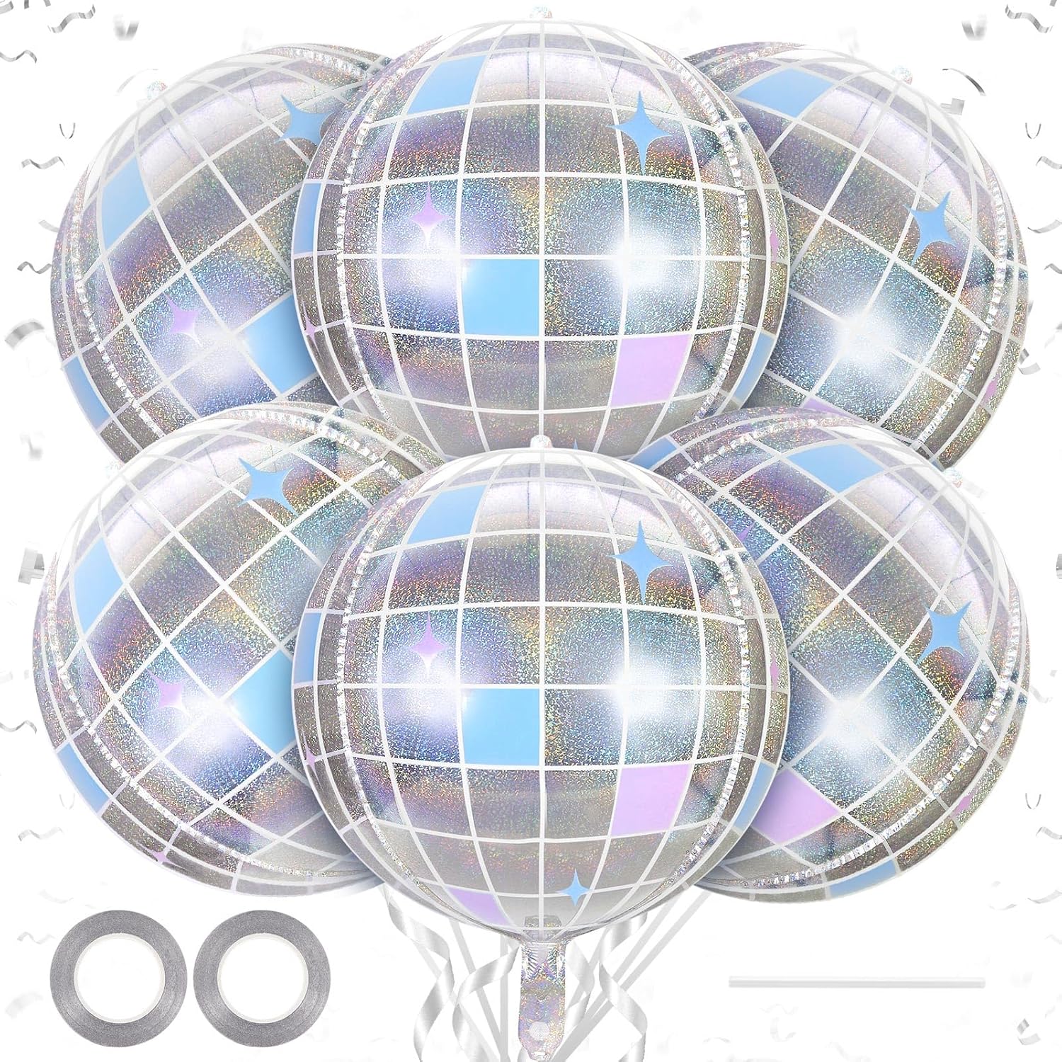 Amazon.com: 6 Pcs 22 Inch Iridescent Disco Foil Balloons,4D Metallic ...
