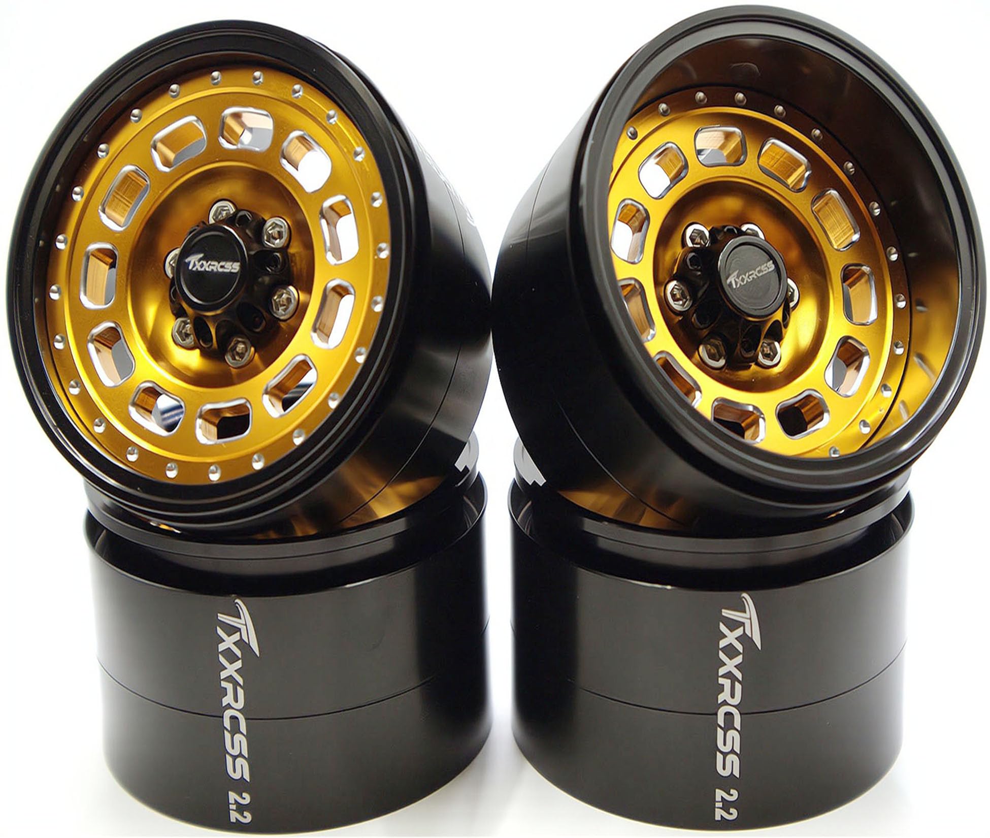 Amazon.com: Txxrcss RC 2.2 Beadlock Wheels Adjustable 2 Offsets Rims ...