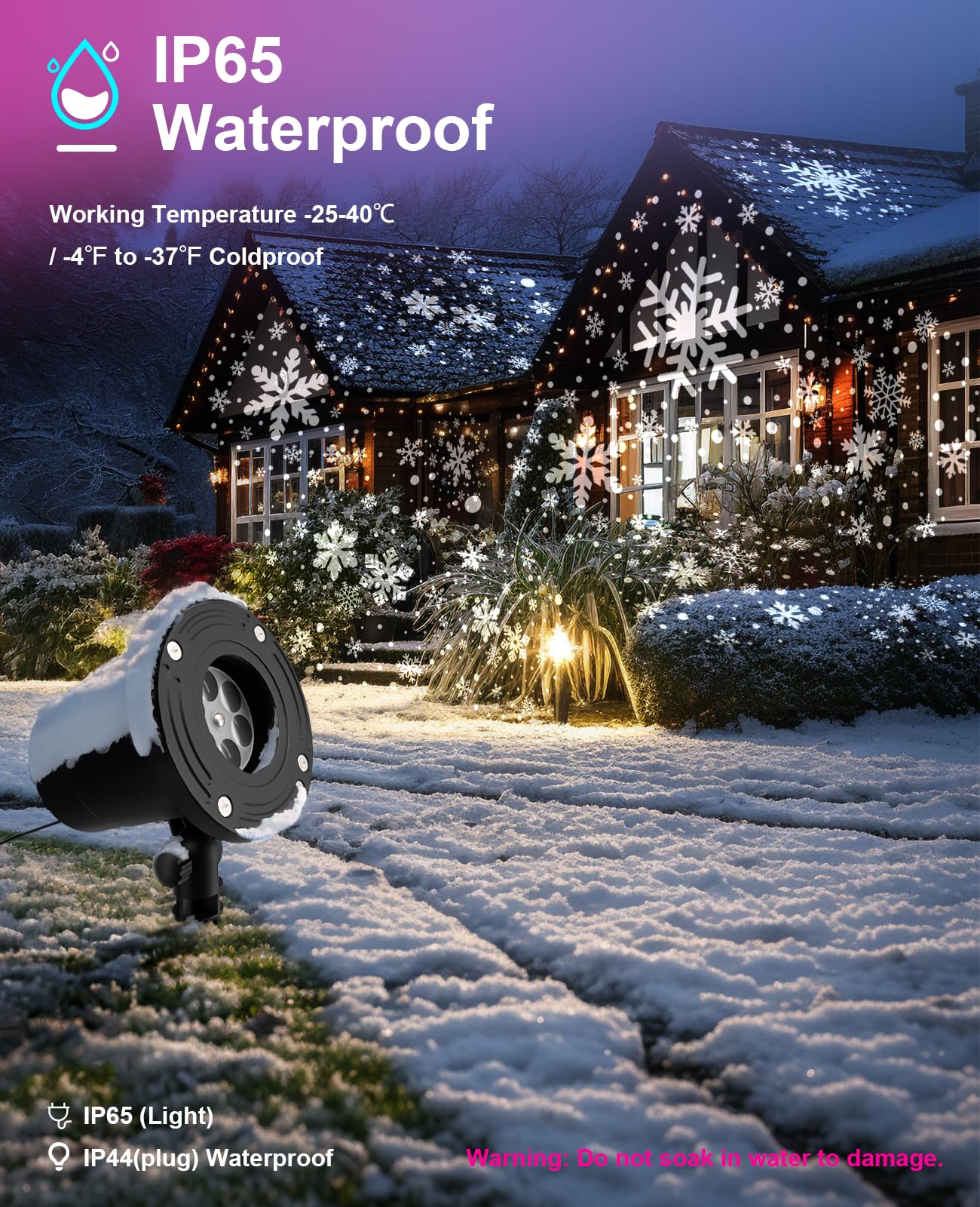 Christmas Snowflake Projector Light, HD Dynamic LED Snow Lights ...