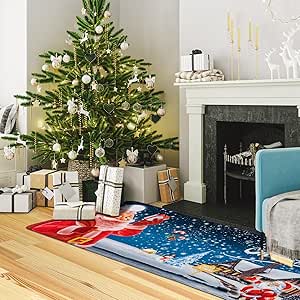 Qsocksy Christmas Runner Rug, Christmas Carpet Runners 3D Father Xmas ...
