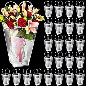 Yexiya Floral Bags Large Clear Flower Bouquet Bag with Handle ...