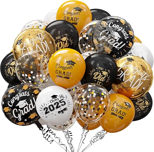 Amazon.com: GuassLee Graduation Balloons for Class of 2025 - Gold and ...