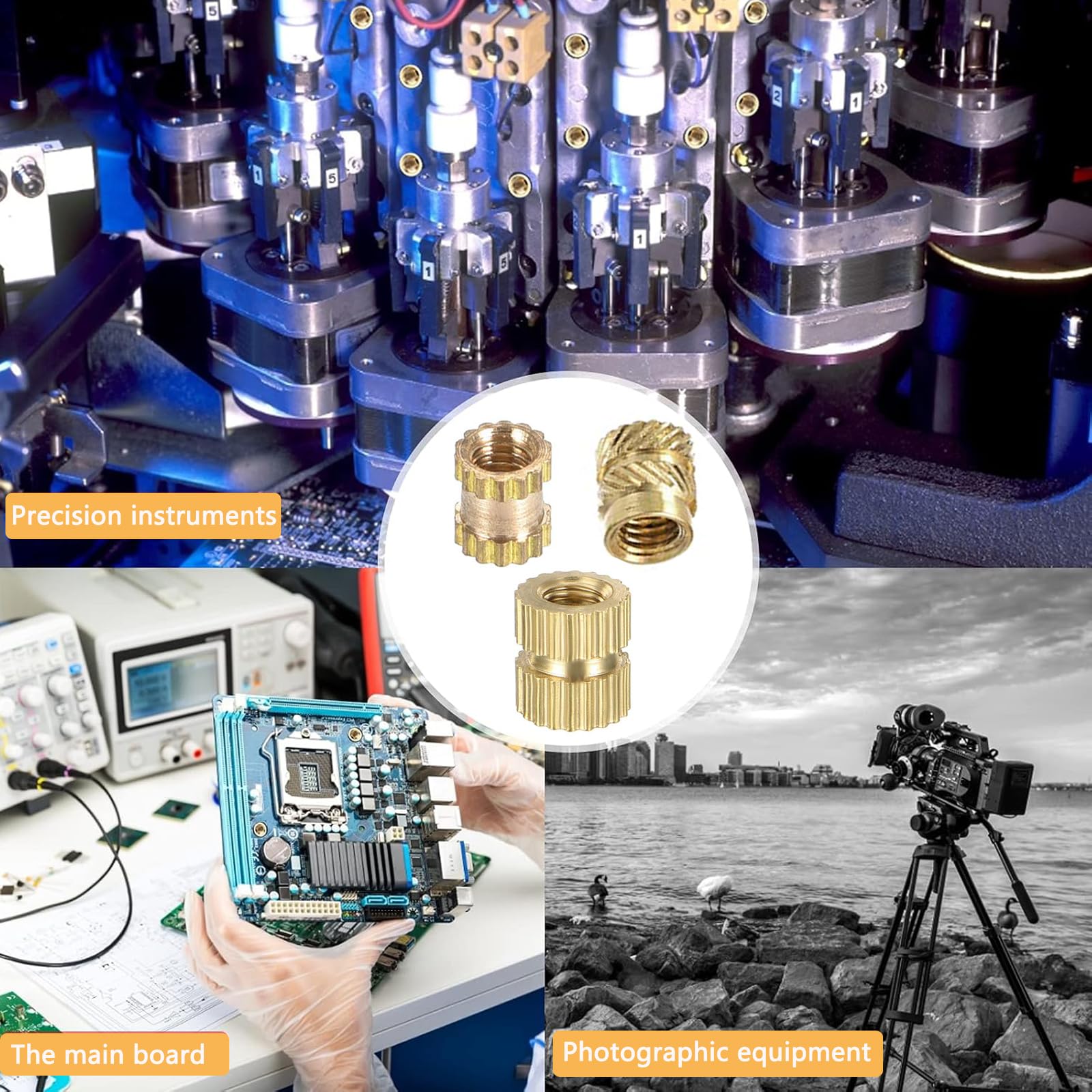 TOP-VIGOR 50Pcs Threaded Insert Knurled Nuts, M3 x 4mm x 5mm OD Brass ...