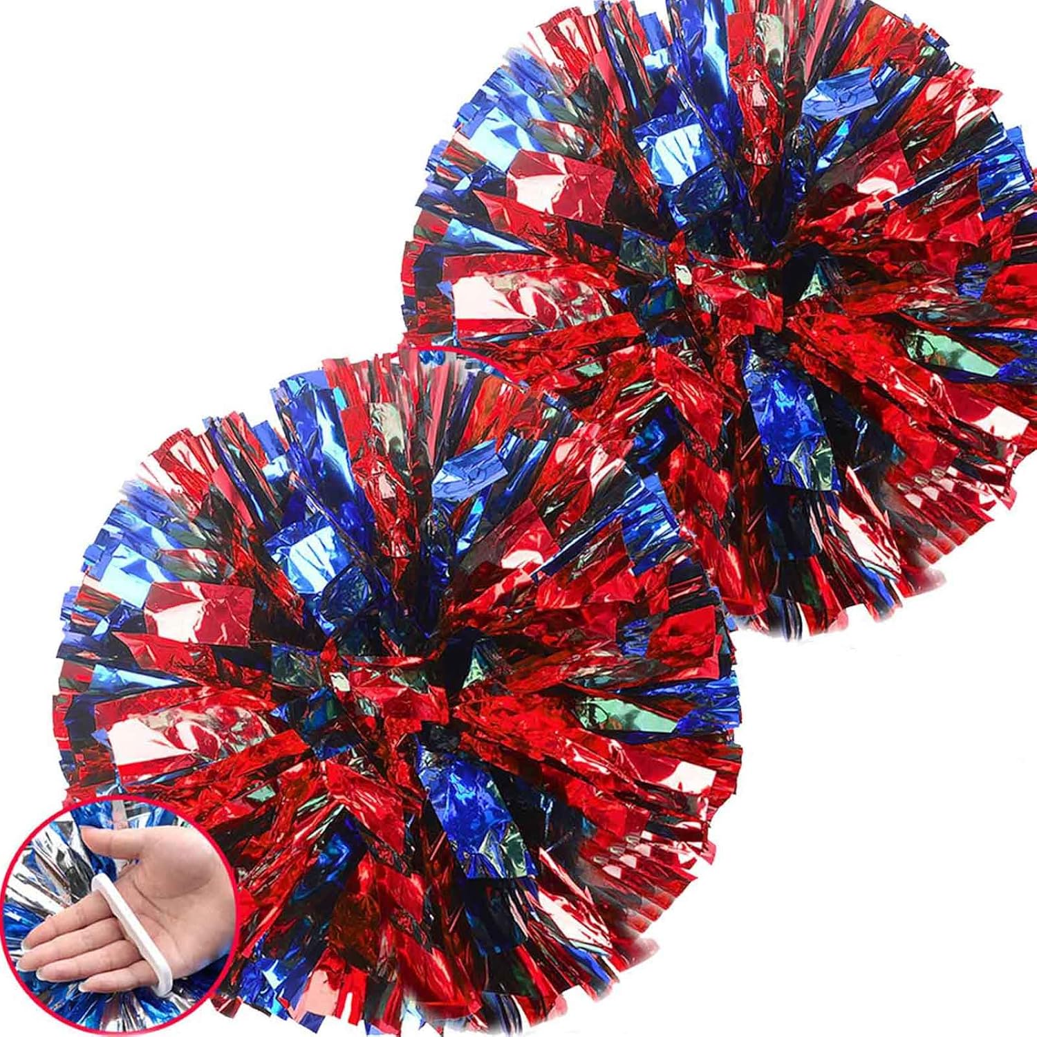 Amazon.com: We Moment Blue and Red 12in Cheerleading pom poms Metallic ...