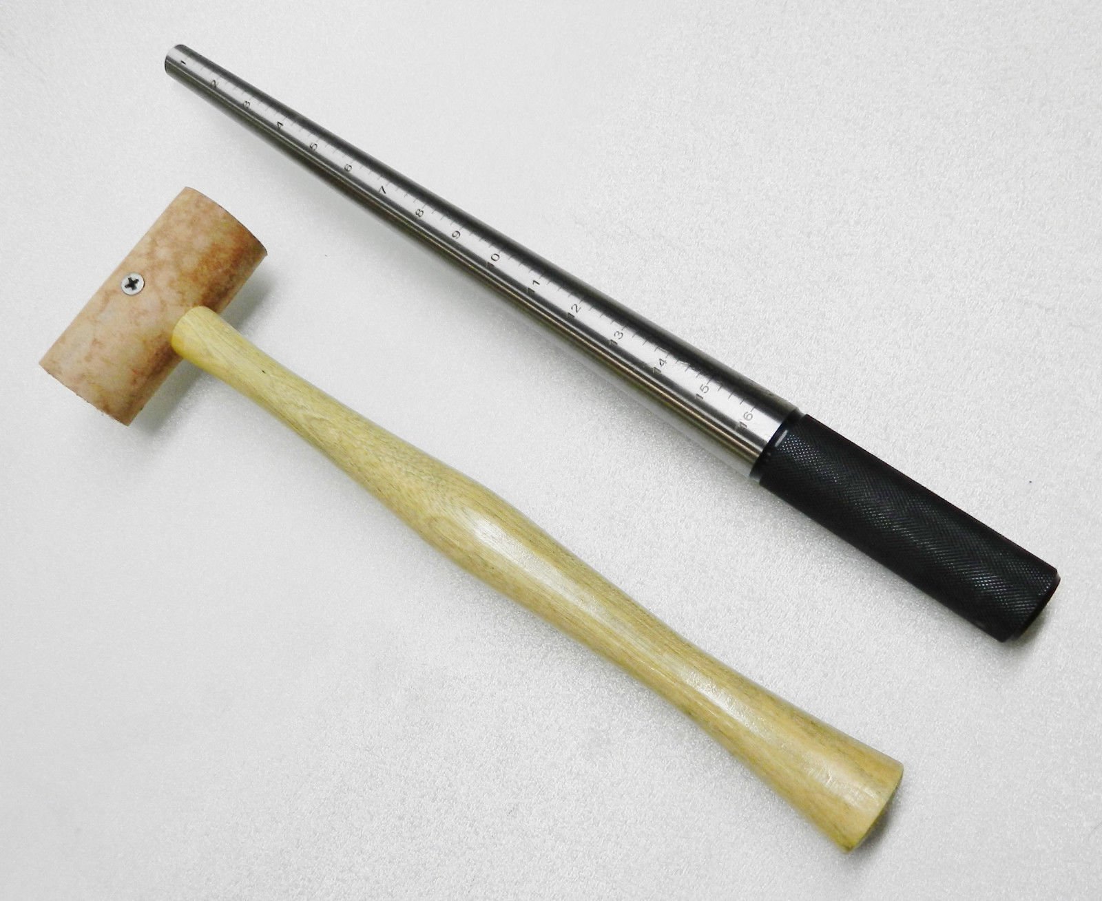 Amazon.com: Steel Ring Mandrel 1-16 & Soft Rawhide Mallet Jewelry ...