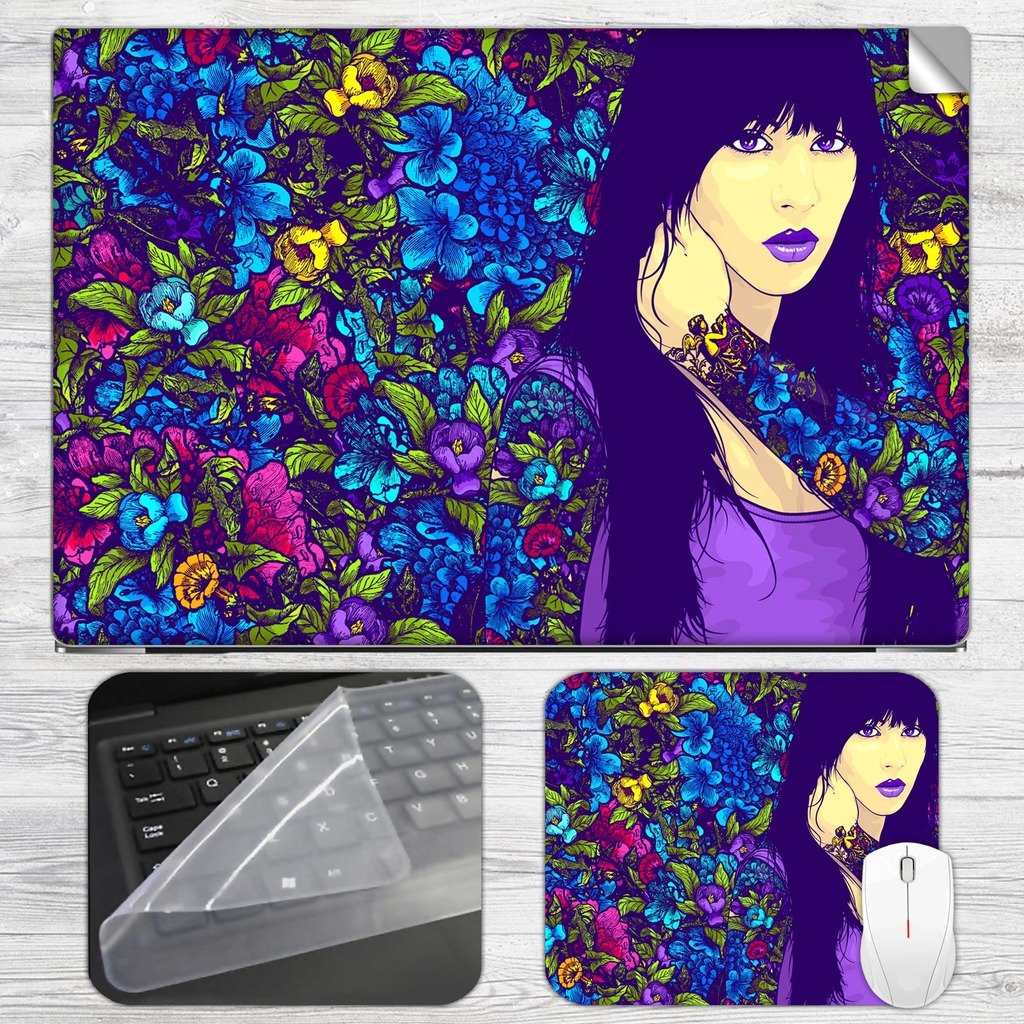 Vibrant Floral Laptop Skin + Mousepad Combo with High Quality printed ...