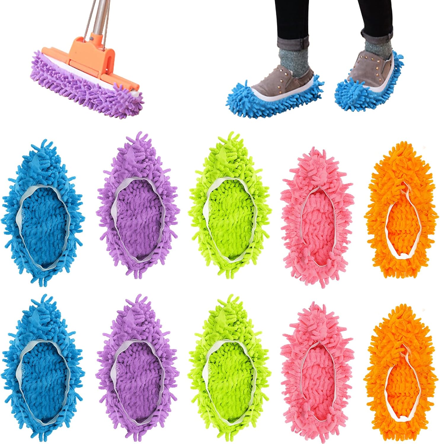 Amazon.com: 10 Pieces Mop Slippers for Floor Cleaning, Washable ...