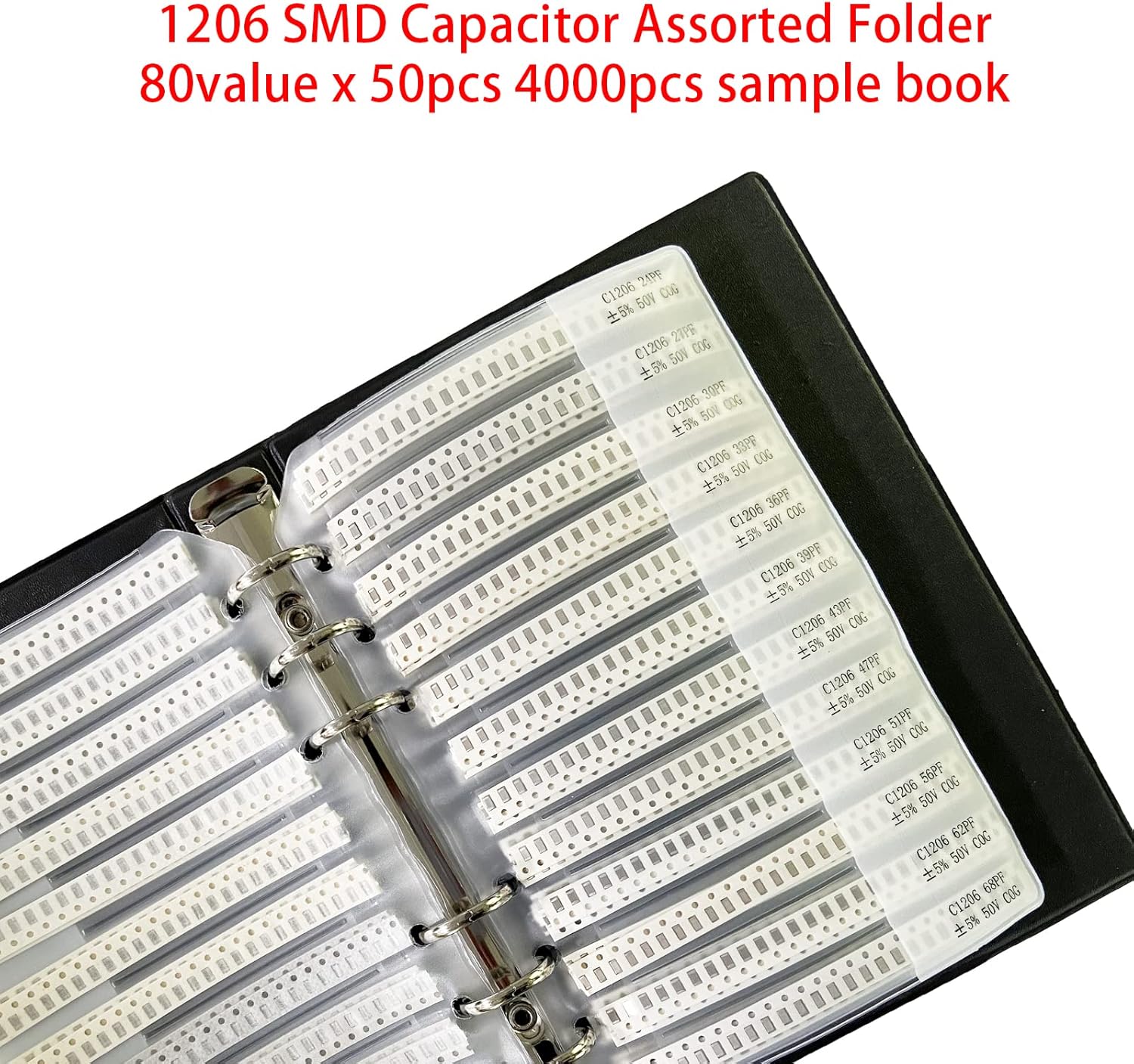 Kit de condensador 1206 SMD Book (0.5pF-1uF) SMT Kit Chip 80 Valor x ...
