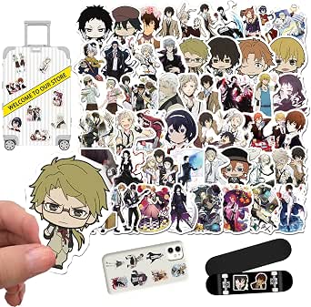 Amazon.co.jp: Bungo Stray Dogs Stickers Waterproof Stickers 50 Sheets ...