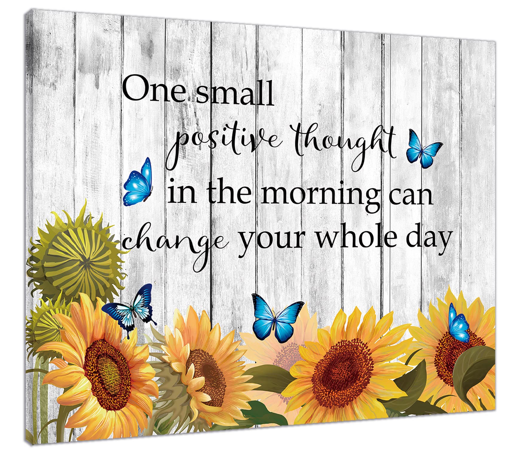 Amazon.com: Sunflower Motivational Wall Art Yellow Floral and Blue ...