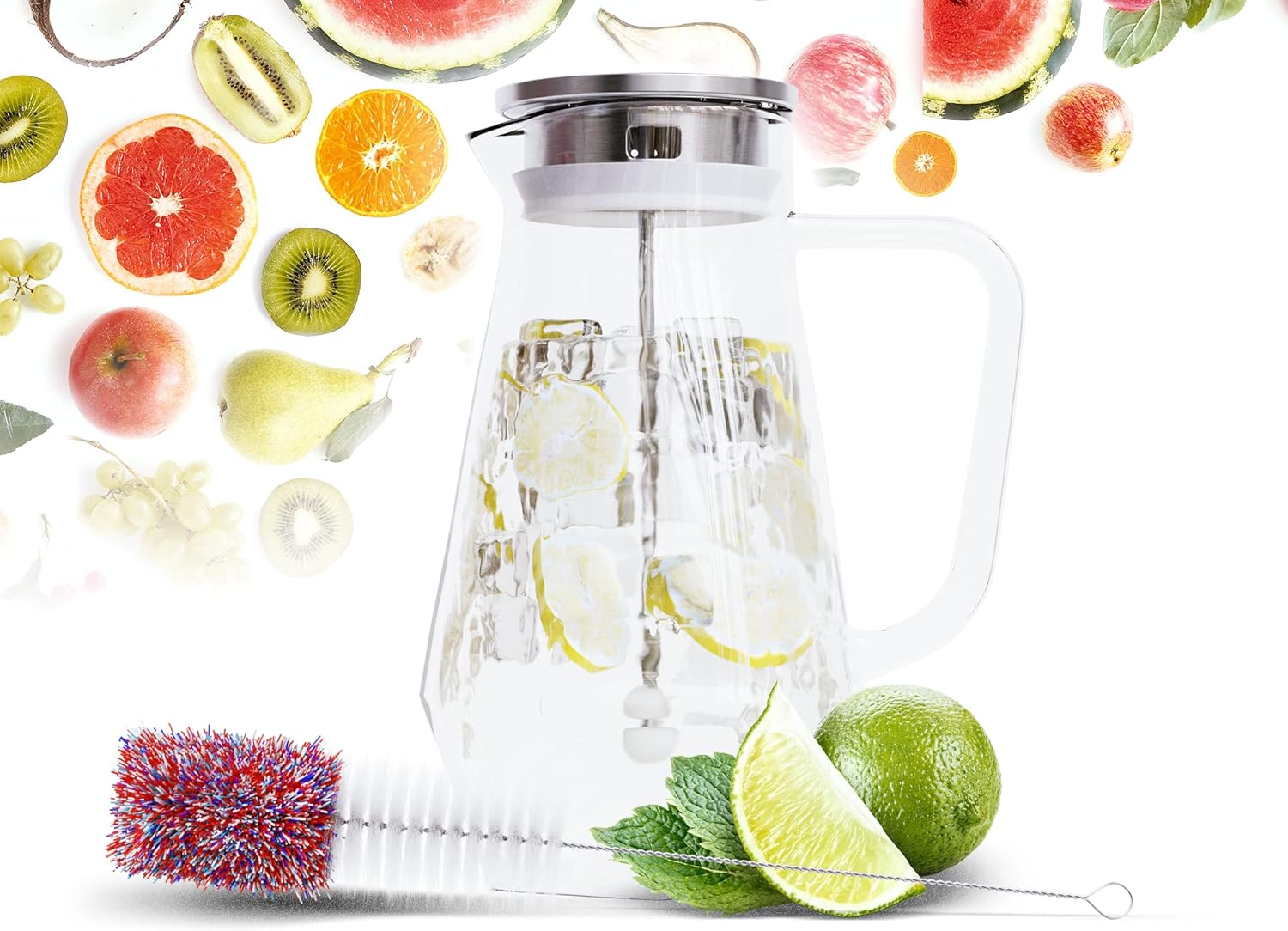 Amazon.com: Grateful Brands Glass Pitcher with Lid and Spout (1.5 L ...