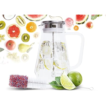 Amazon.com: Grateful Brands Glass Pitcher with Lid and Spout (1.5 L ...