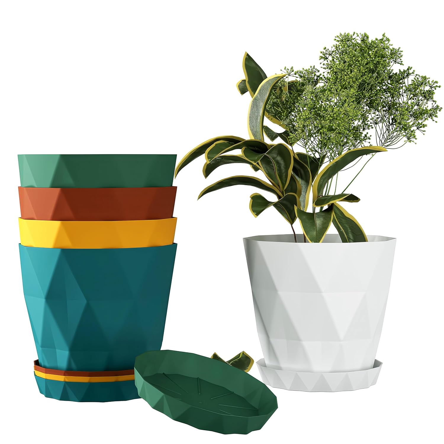 PIXERDOT Set of 5 | 6.5 Inch Flower Pots for Home Decoration, Indoor ...