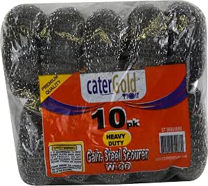 Heavy Duty Kitchen Galvanised Steel Metal Scourer 10Pk (W90) : Amazon ...