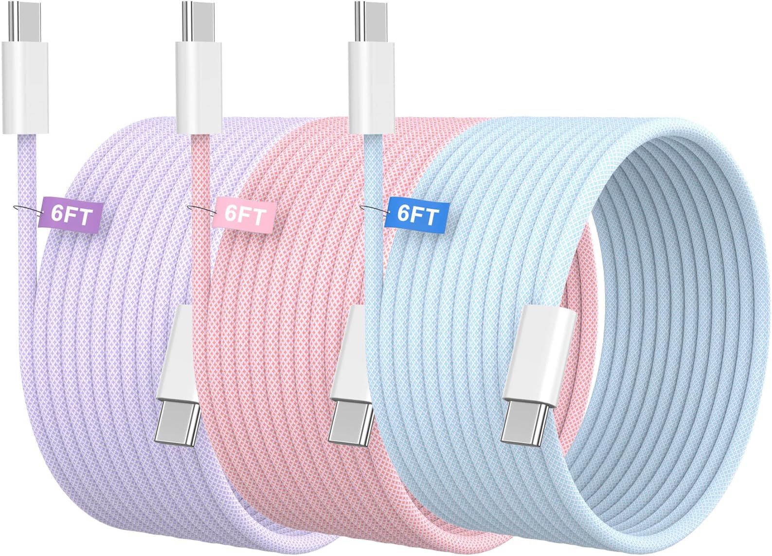 Amazon.com: USB C to USB C Cable, 2 Pack 6FT iPhone 16 Charger Cord ...