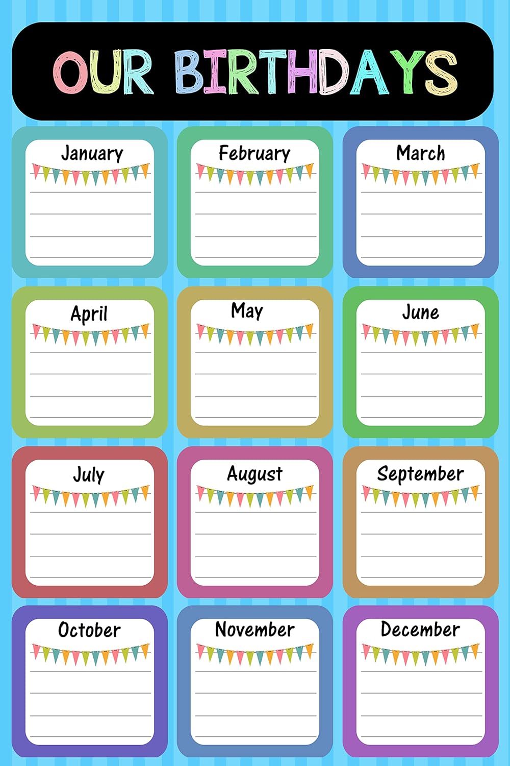 Amazon.com: Minitowz Our Birthday Poster Chart For Classroom Happy ...