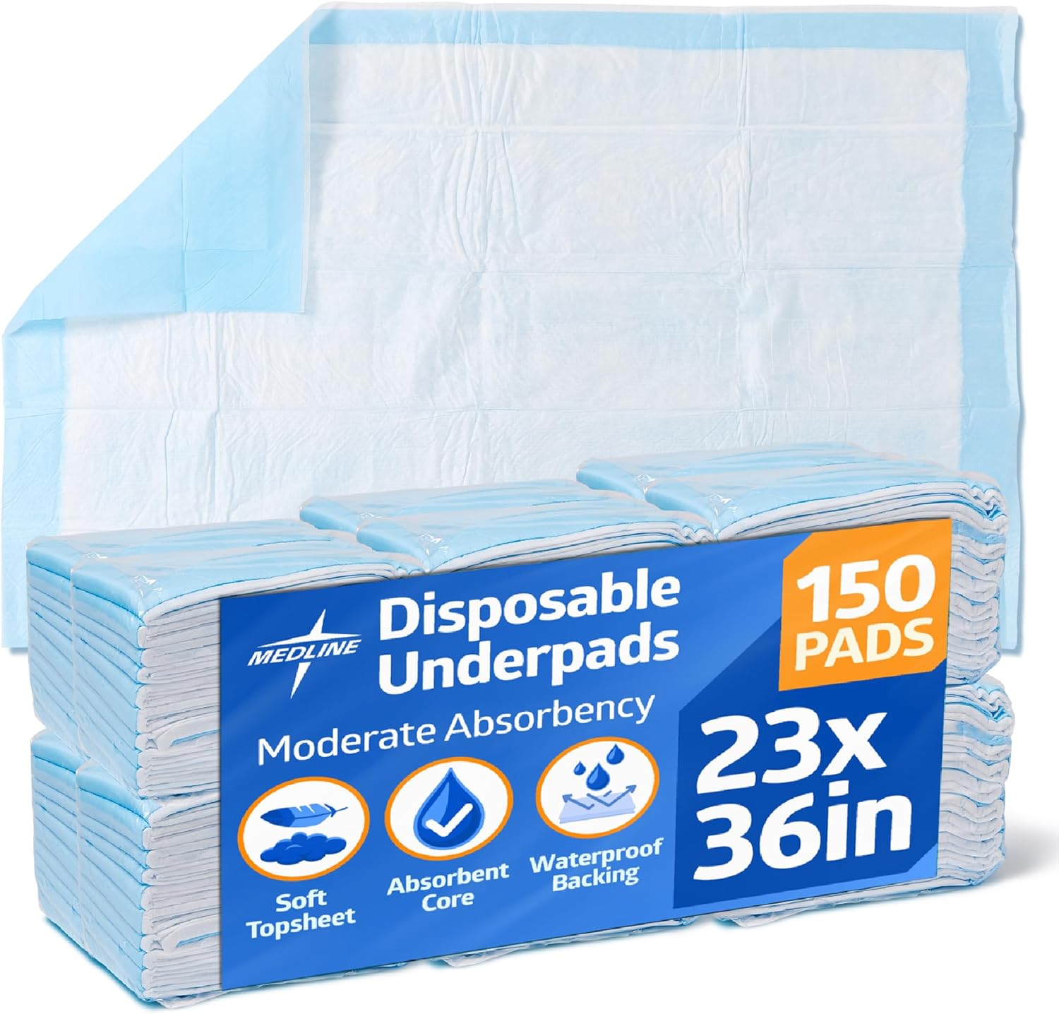 Medline Protection Plus Disposable Underpads; Moderate Absorbency; 23 ...