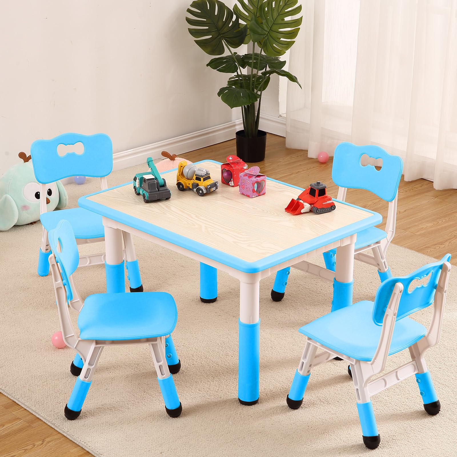 Amazon.com: Kids Table and 4 Chairs Set, Height Adjustable Toddler ...