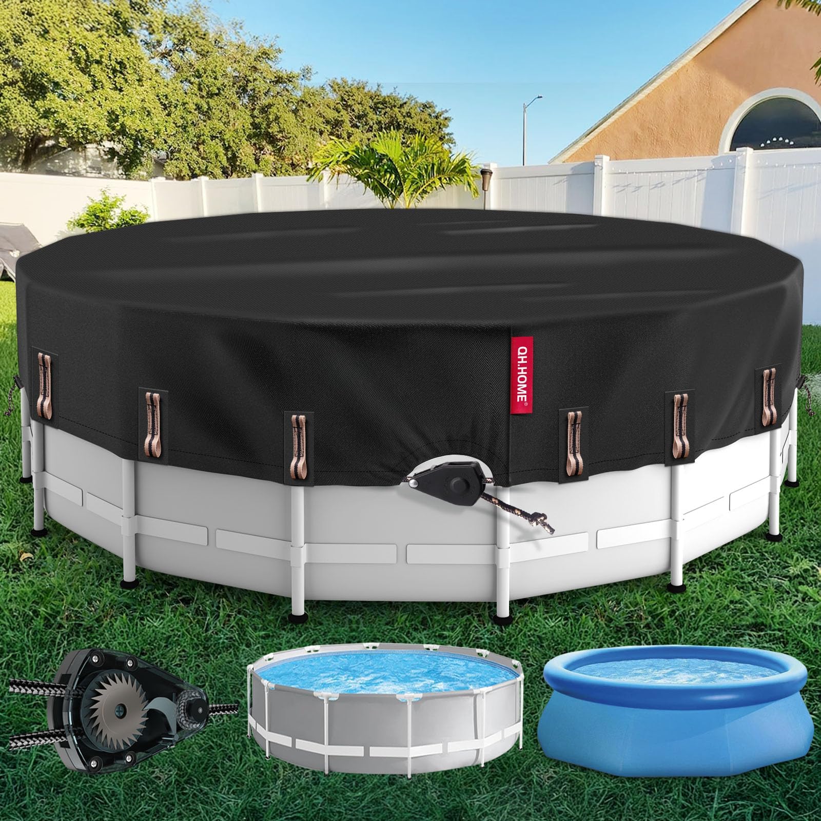Amazon.com : Bestway Flowclear PVC Round 12 Foot Pool Cover for Above ...