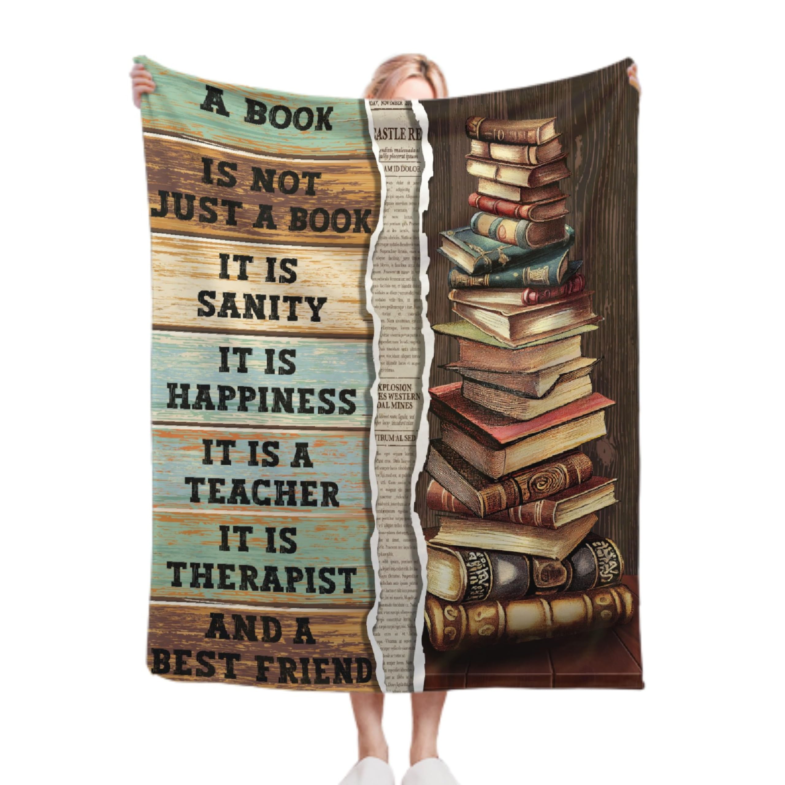 Amazon.com: Book Blanket Vintage Book Lovers Throw Blanket - Gifts for ...