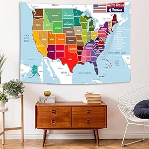 Amazon.com: Jimuzi United States Map Tapestry USA Map Tapestries for ...