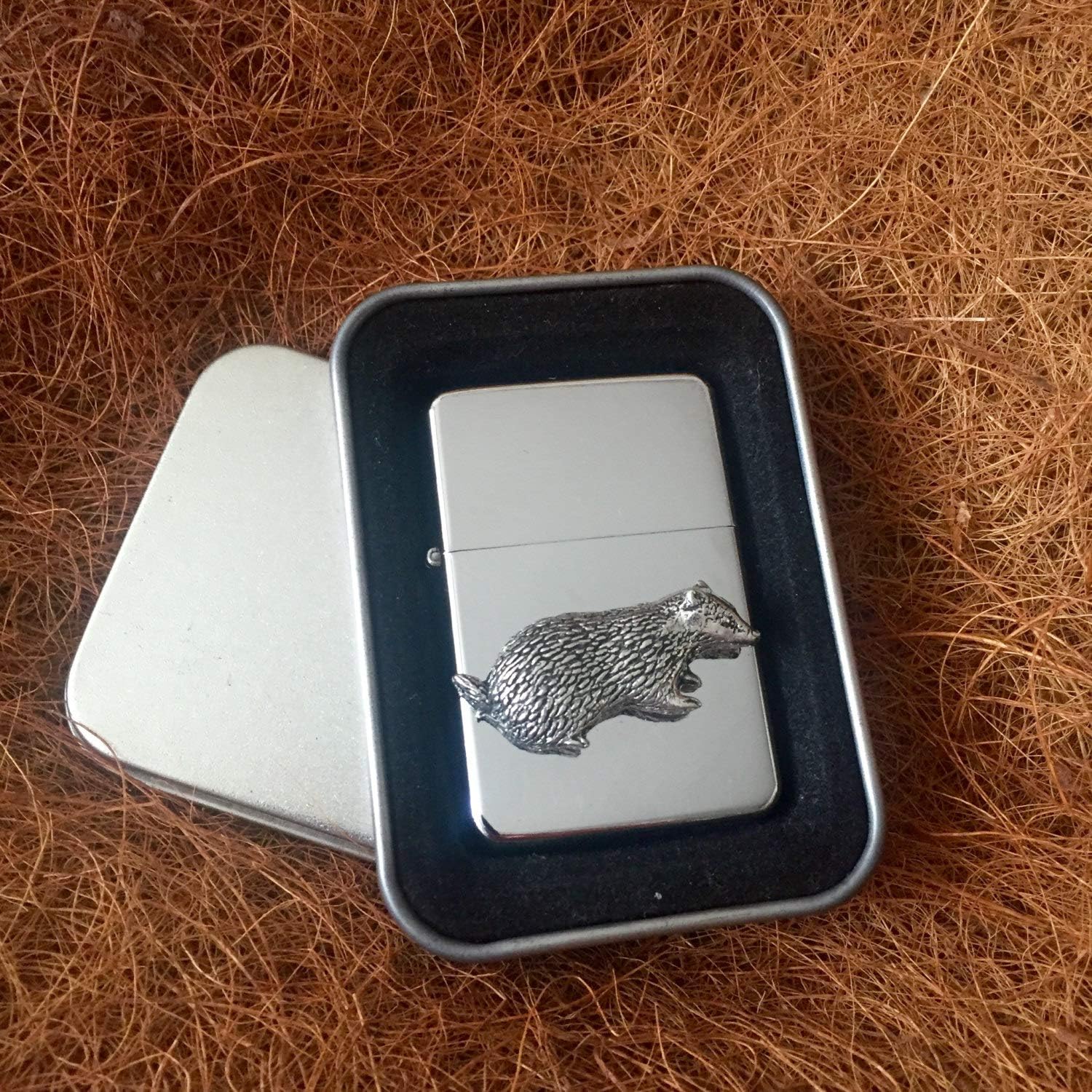 Amazon.com: Star Cigarette Lighter with Antique Pewter Badger Nature ...