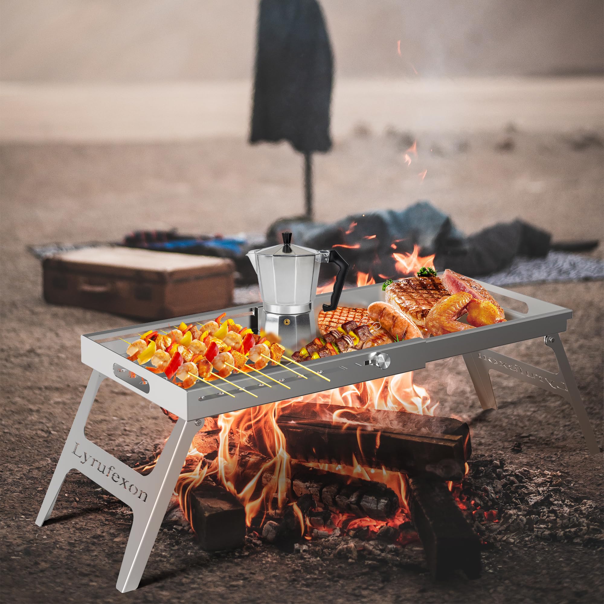 Snapklik.com : Foldable Campfire Grill Stainless Steel, 24.8"11" Food ...