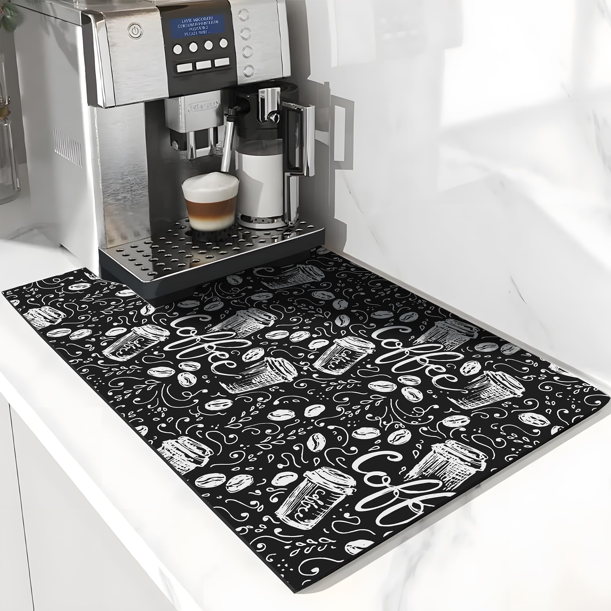 Amazon.com: Funny Coffee Print Coffee Mat 12"x19", Absorbent Anti-Slip ...