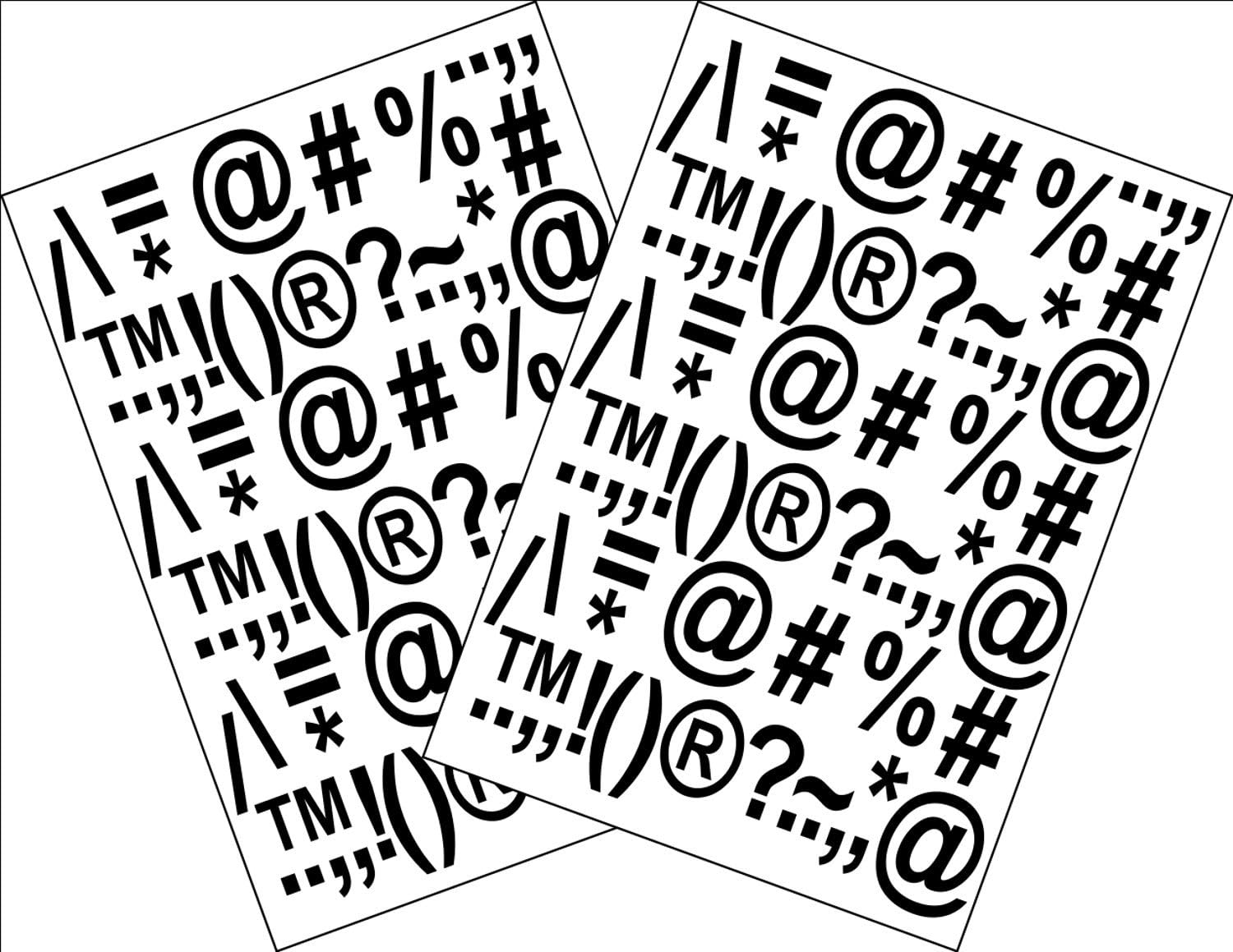 Self Adhesive Punctuation Symbol Marks Stickers 2X A5 Sheets. Height 2 ...