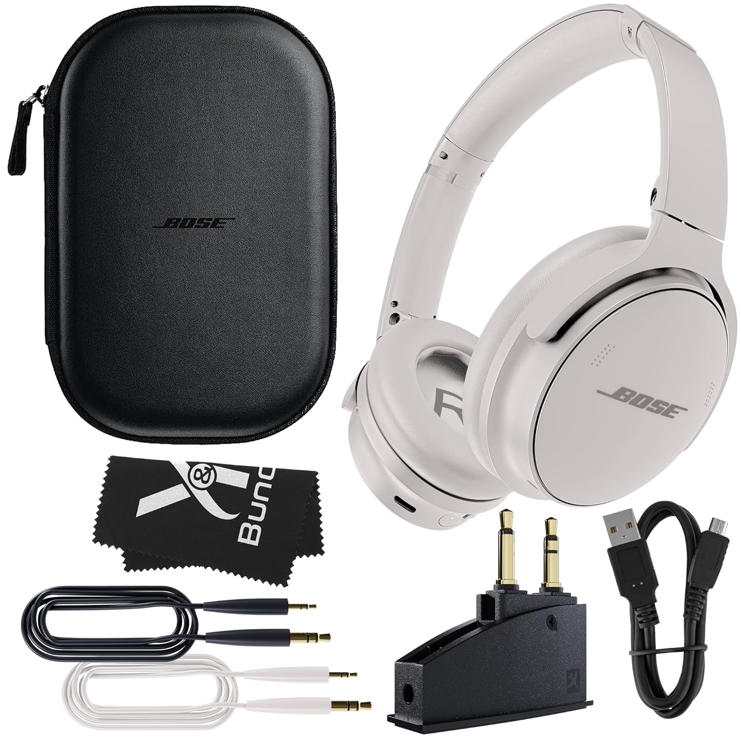 Bose QuietComfort 45 Headphones Bundle with QC15 Airplane Jack Adapter ...