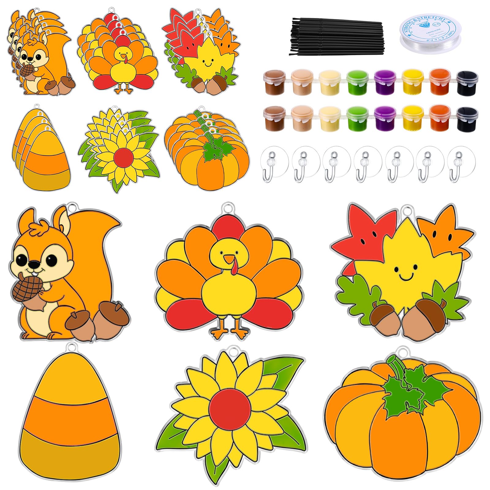 Snapklik.com : 24 Sets Thanksgiving Suncatchers Ornaments Decorations ...