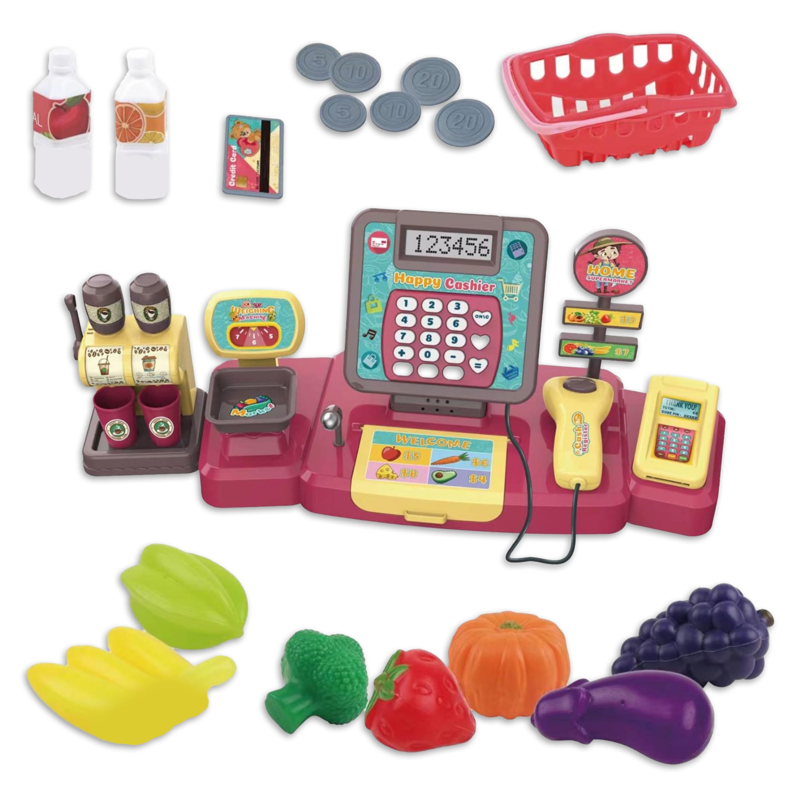 Buy Bambibo Pretend Cash Register For Kids - 48 Pieces, Kids Cash ...