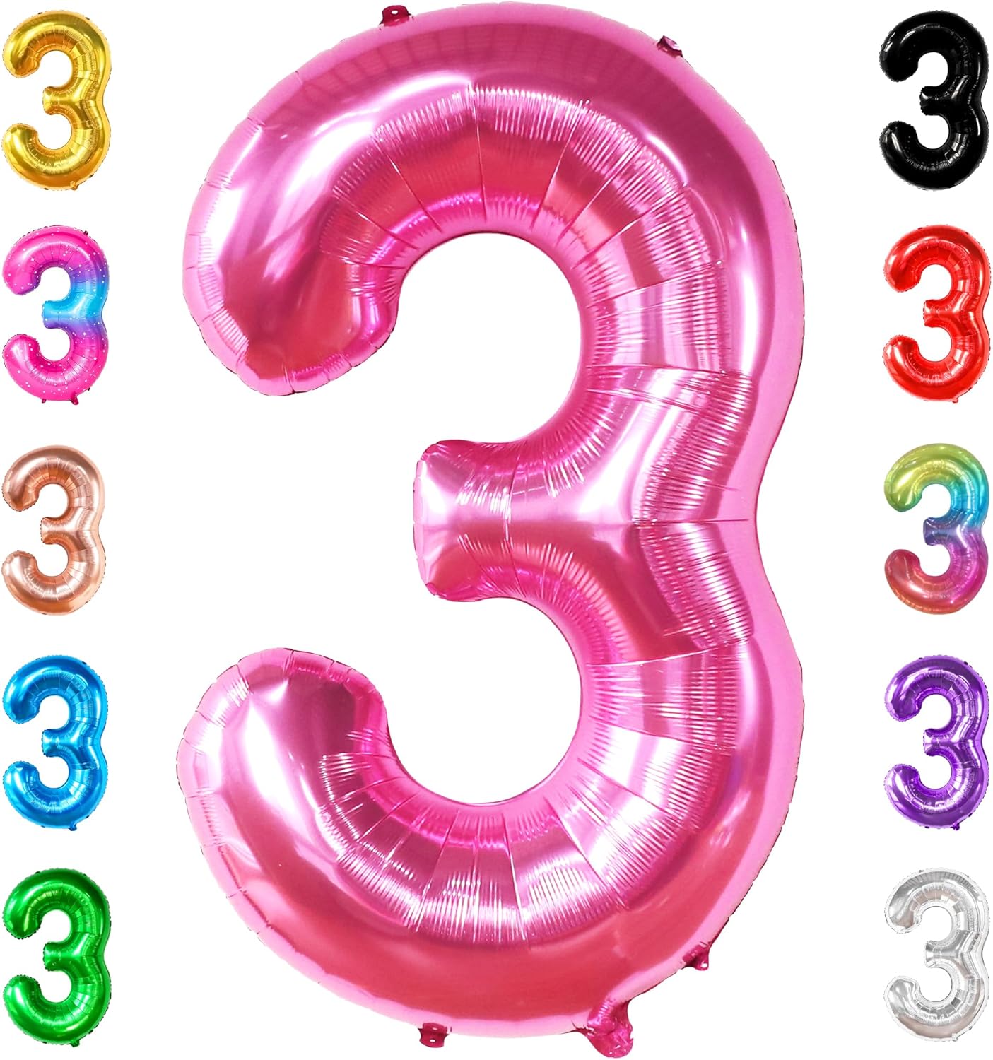 Amazon.com: KatchOn, Giant Hot Pink Number 3 Balloon - 40 Inch | Number ...