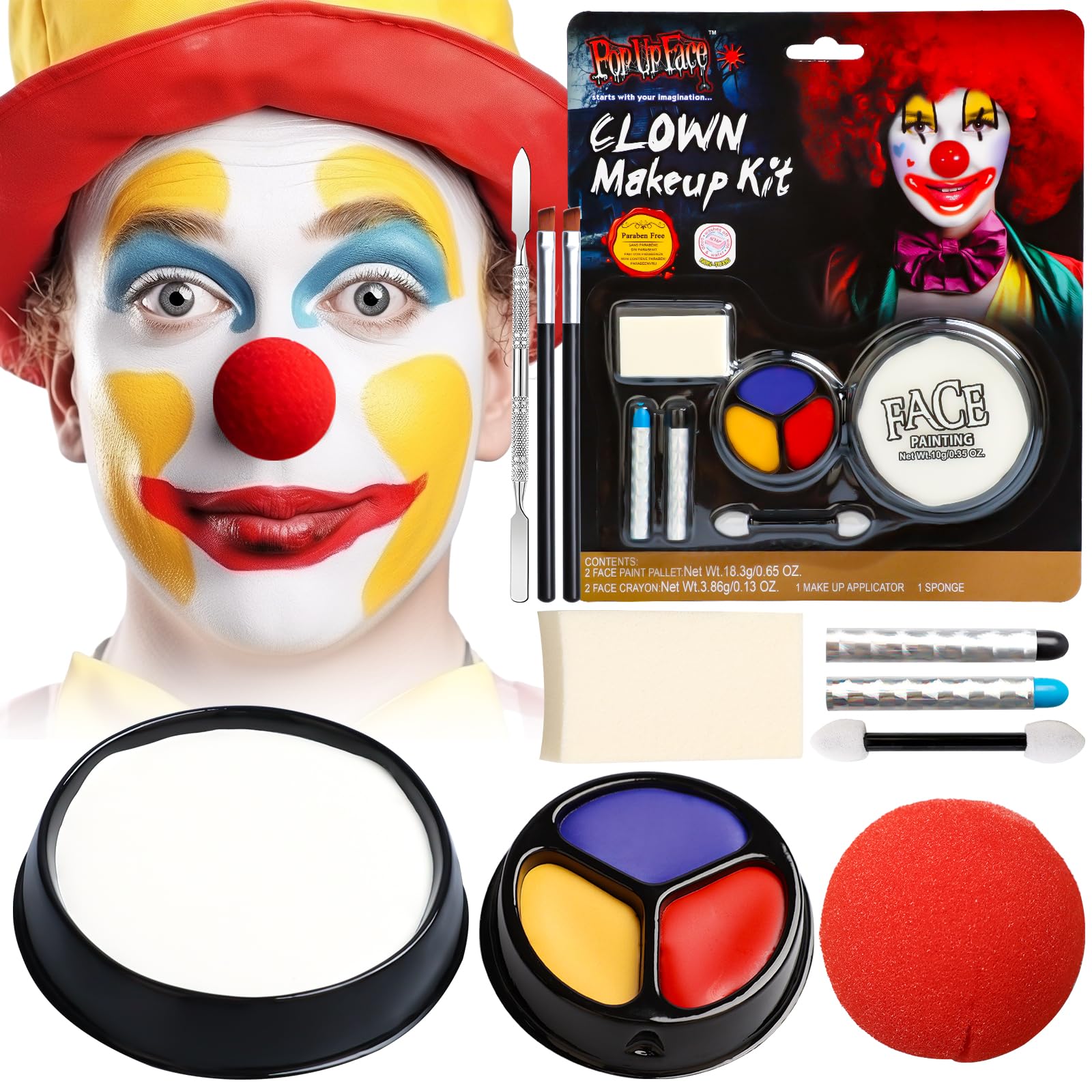 MAINT-CÖLLINTEC Halloween Clown Make up Kit Kids Adults, Clown White ...