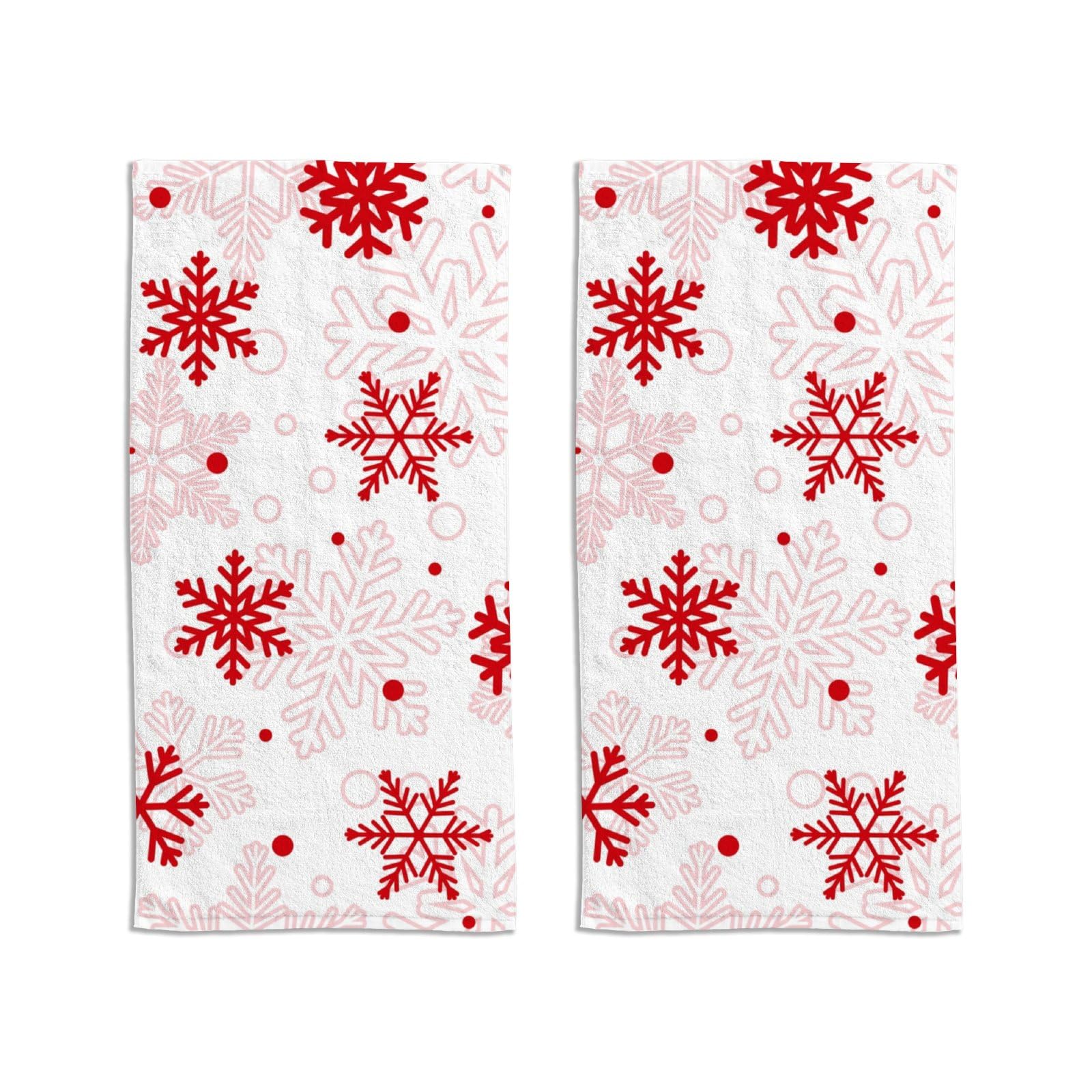 Amazon.com: BVOGOS Bathroom Hand Towels Set of 2 White Red Christmas ...