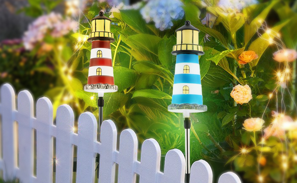 Lighthouse Patio Lights LED Rotating Lighthouse Solar Light Outdoor
