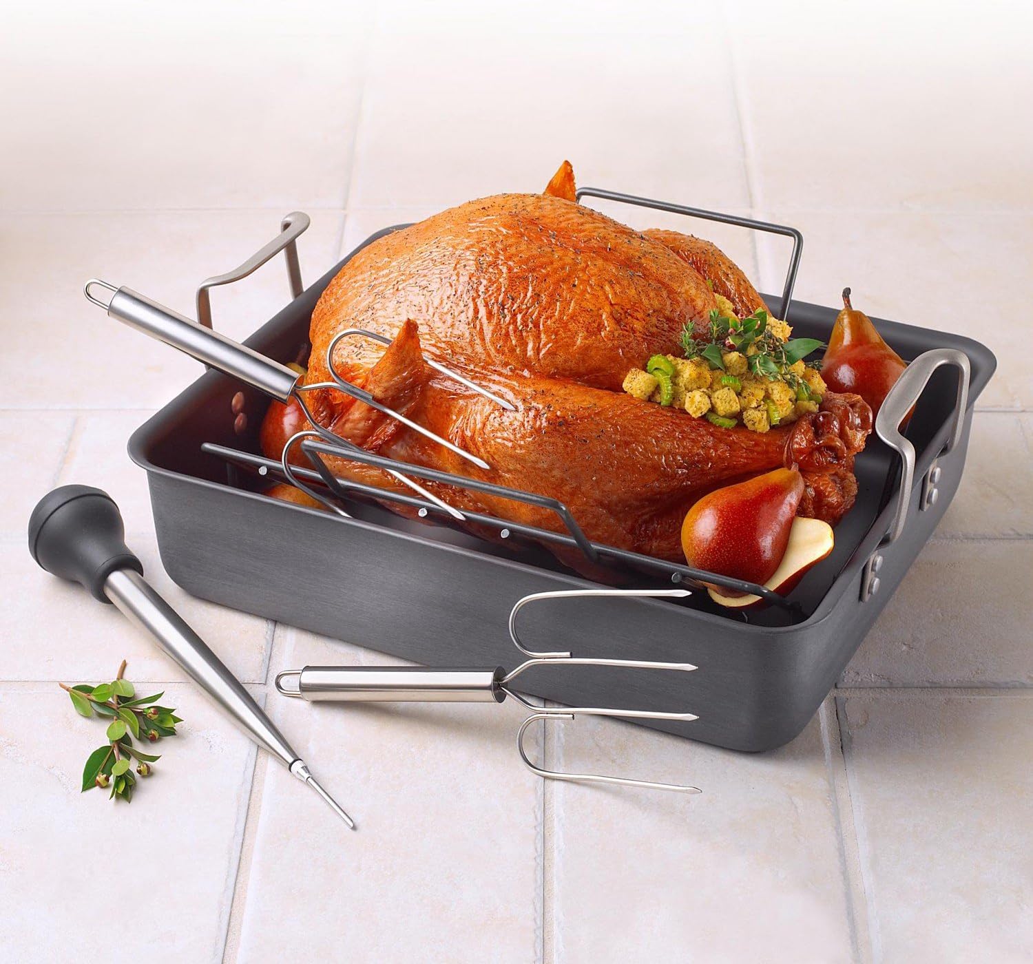 Amazon.com: Calphalon One Infused Anodized 16-Inch French Roaster with ...