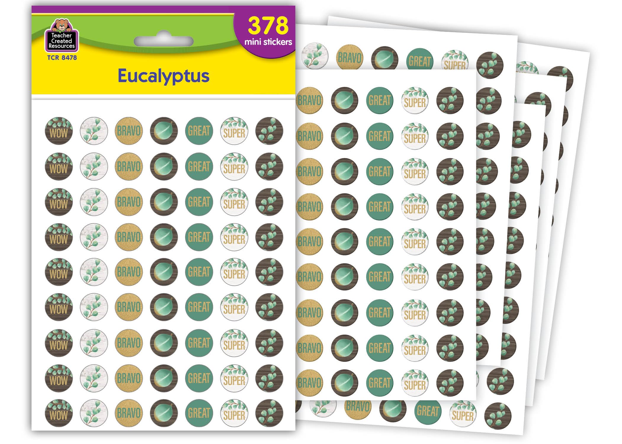 Amazon.com: Teacher Created Resources Eucalyptus Mini Stickers, Pack of ...