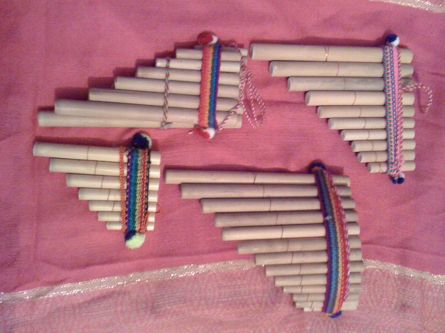 Amazon.com: Set of Four Unvarnished Andean Pan Flutes/Siku/Antara ...