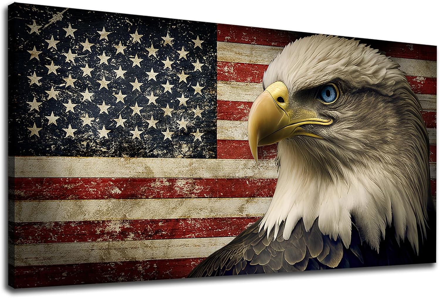 Amazon.com: American Flag Canvas Wall Art - Flag of USA with Eagle ...