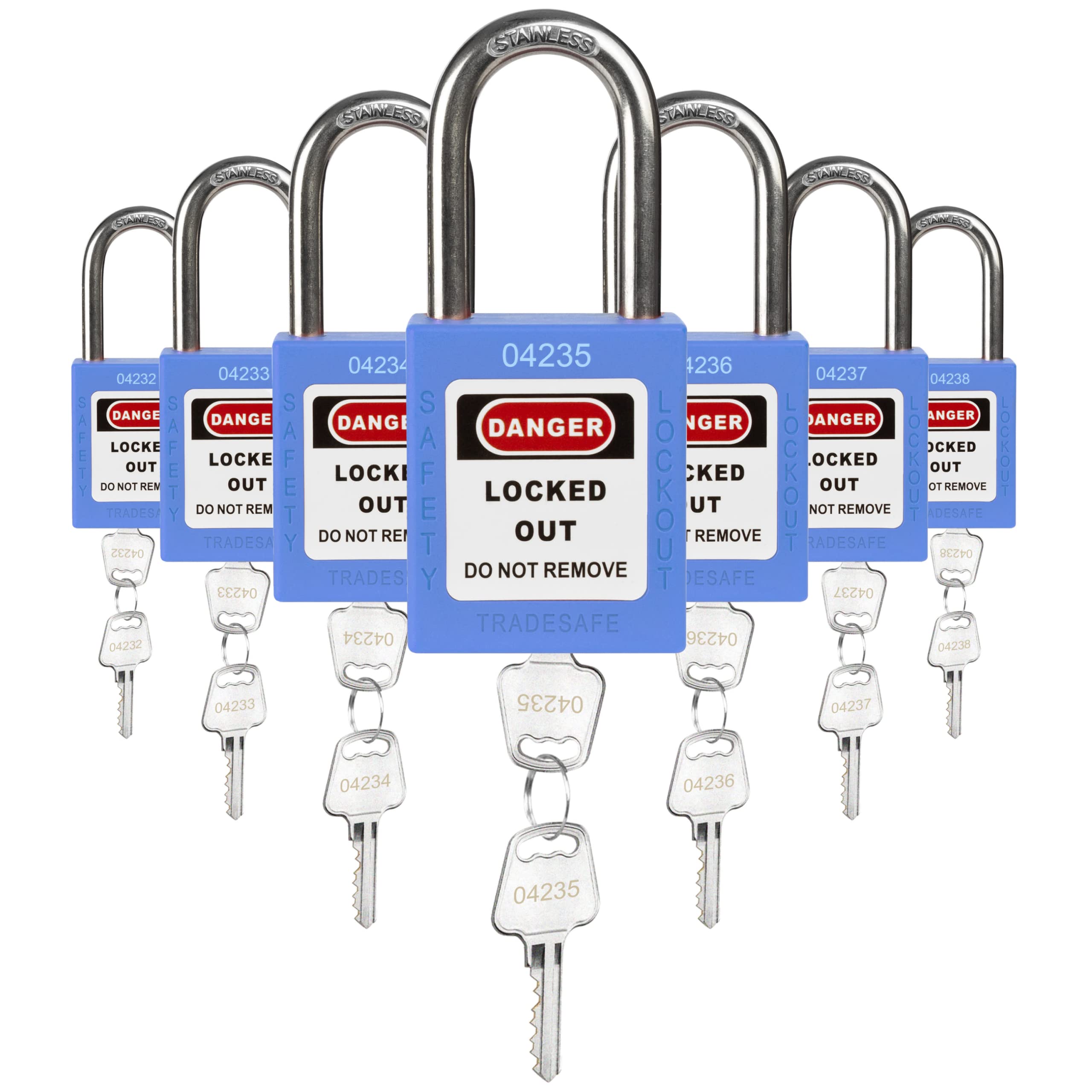 TRADESAFE Lockout Tagout Locks Set - 7 Blue Loto Locks, Lockout Locks ...