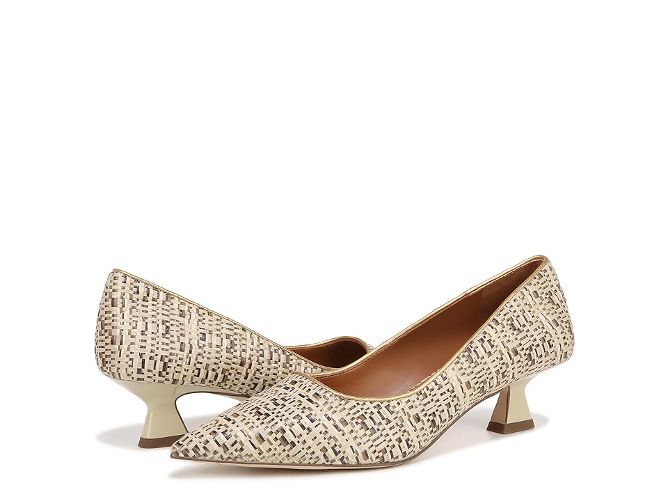 Franco Sarto Diva Pointed Toe Kitten Heel Pump (Beige Multi Raffia) High Heels International ...
