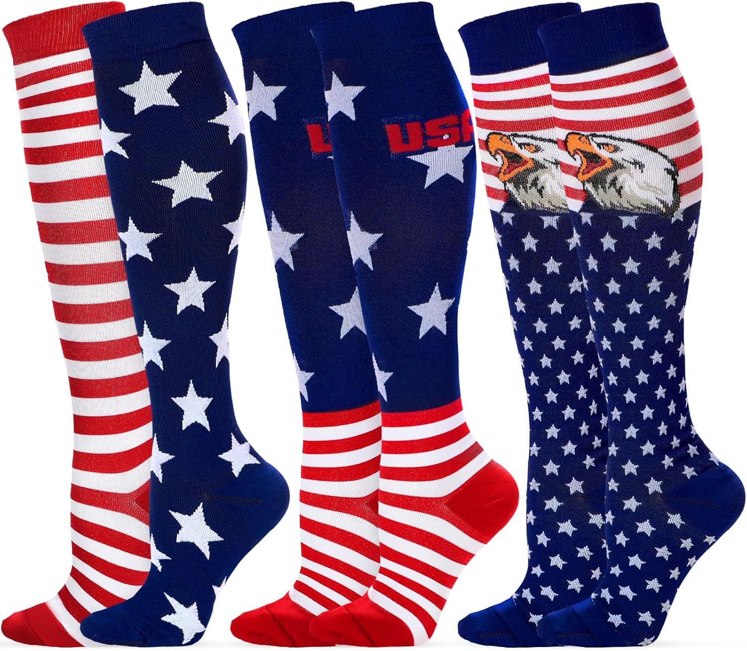 Amazon.com: Cindeer 3 Pairs American Flag Socks Patriotic Red White and ...