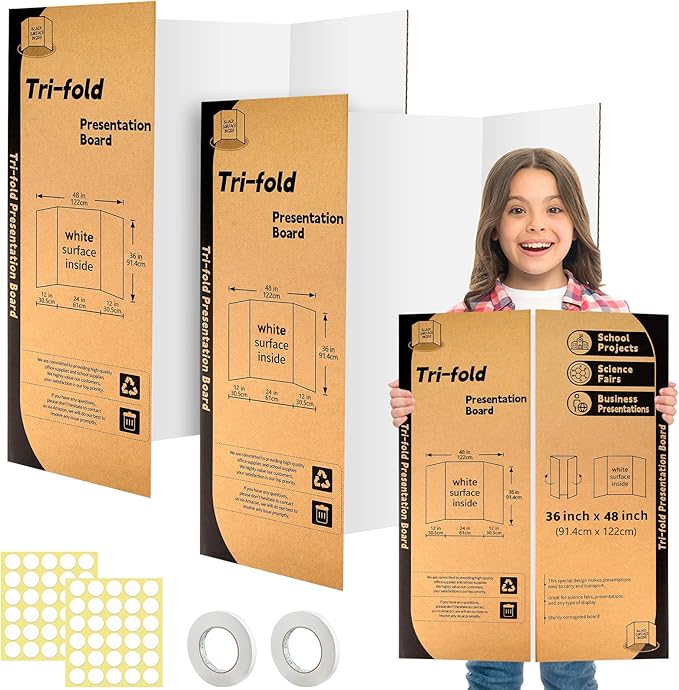 Amazon.com : 2 Pack Trifold Poster Board 48" X 36", IKAYAS Single sided ...