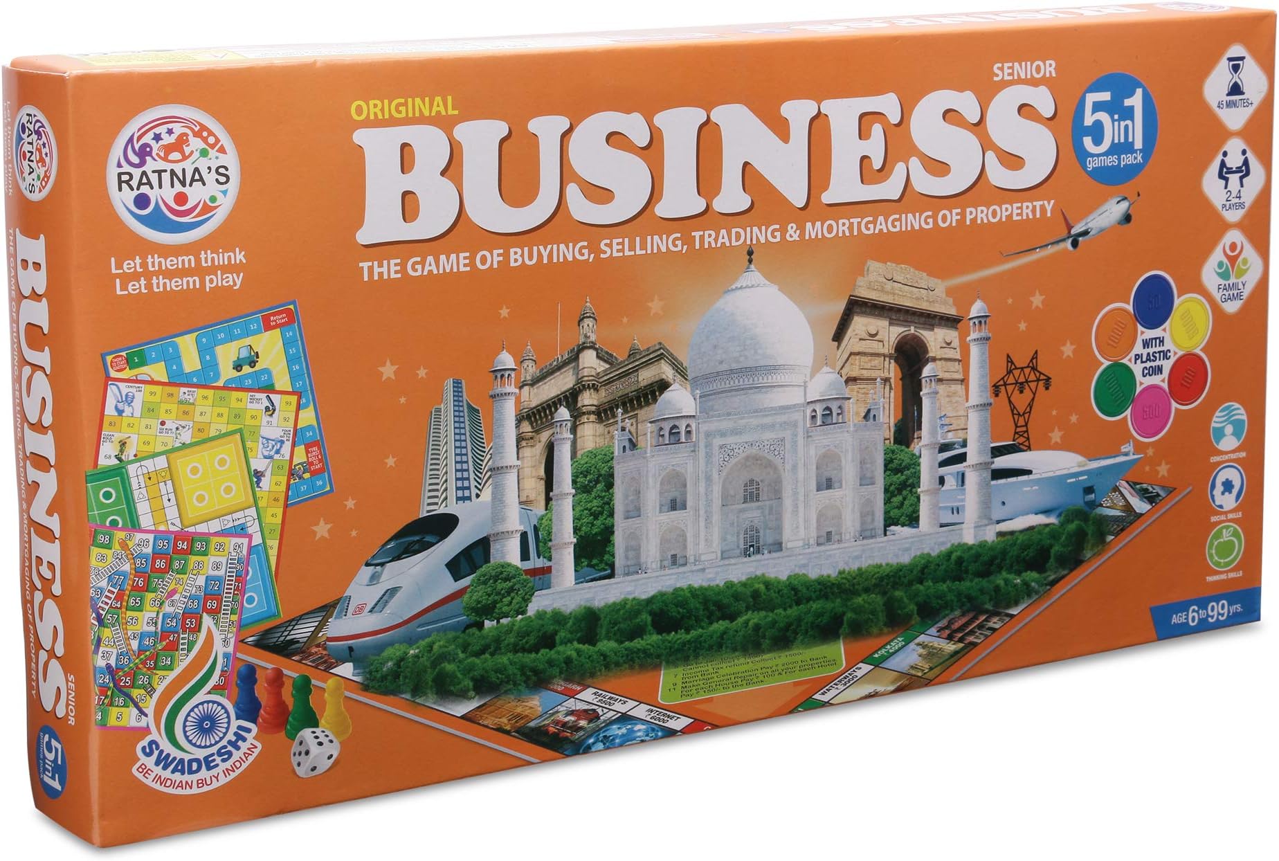 Buy Ratna's 5 in 1 Business Senior Coin Game - Family Board Game with ...