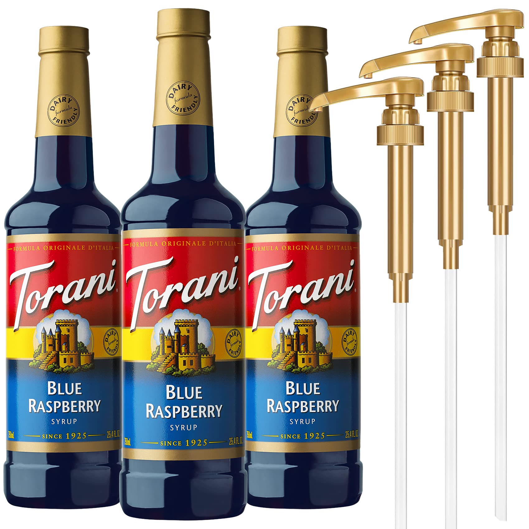 Amazon.com: Torani Blue Raspberry Syrups with Little Squirt Syrup Pump ...