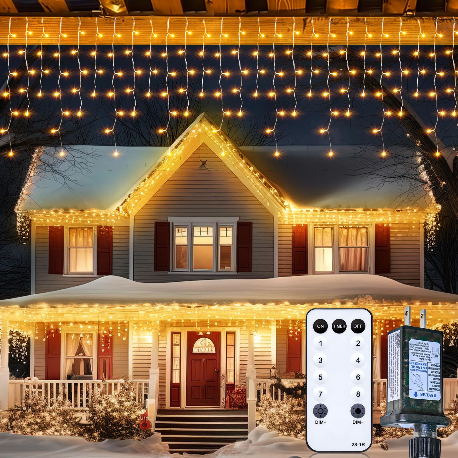 Brightown Icicle Christmas Lights Outdoor, 100FT 832 LED Icicle String ...